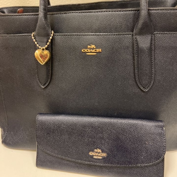 Coach | Bags | Navy Blue Pebble Leather Coach Purse | Poshmark